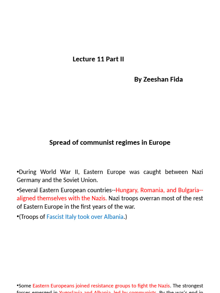 Lecture 11 Part II. Spread of Communist Regime | PDF | Warsaw Pact ...