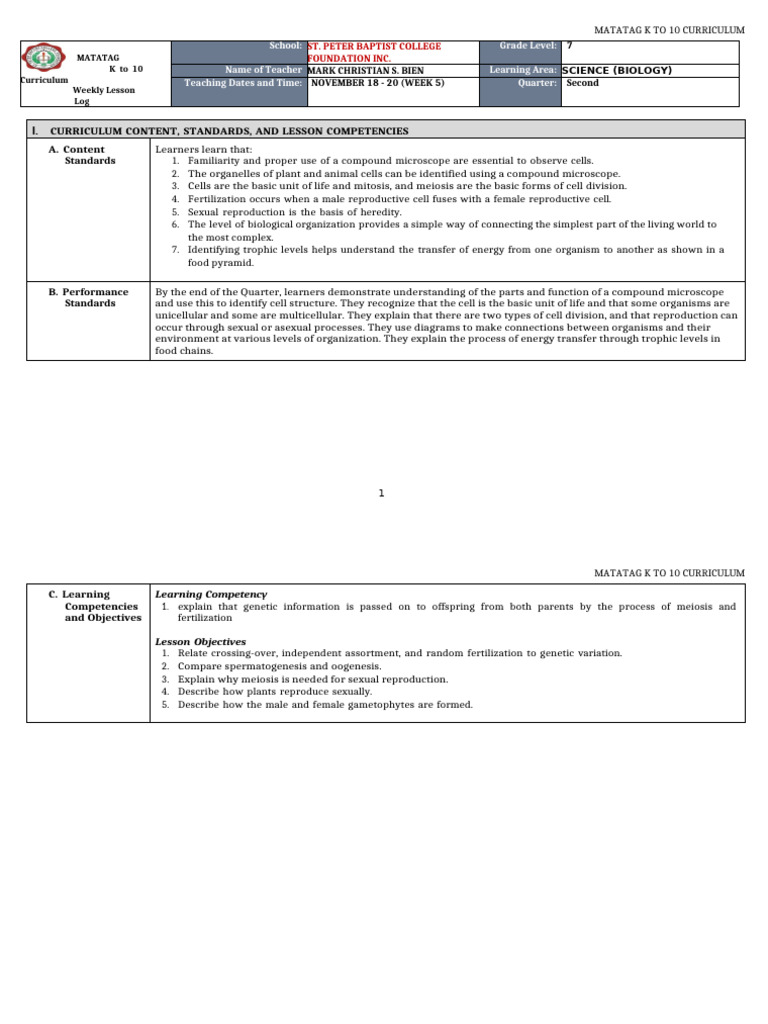 K-10 Science Curriculum: Meiosis & Reproduction | PDF | Meiosis ...