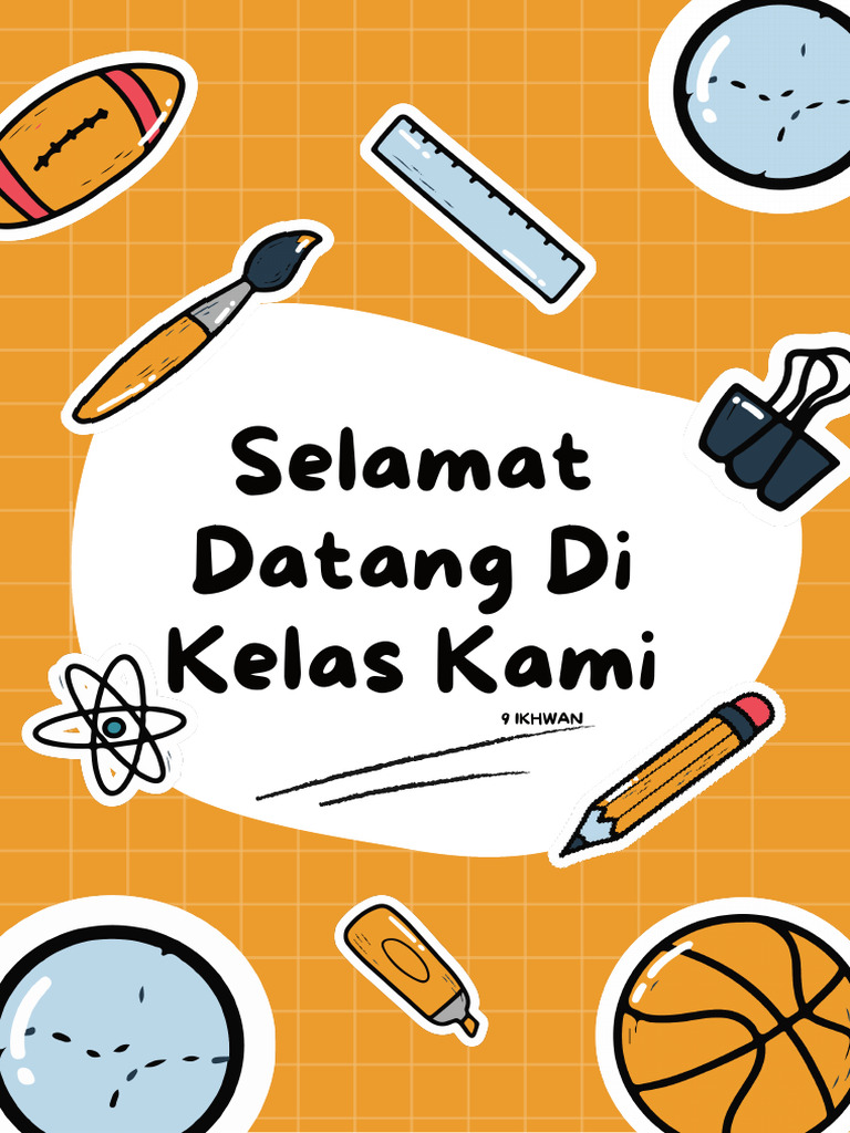Kuning Ilustrasi Lucu Selamat Datang Poster Pintu Kelas PDF | PDF