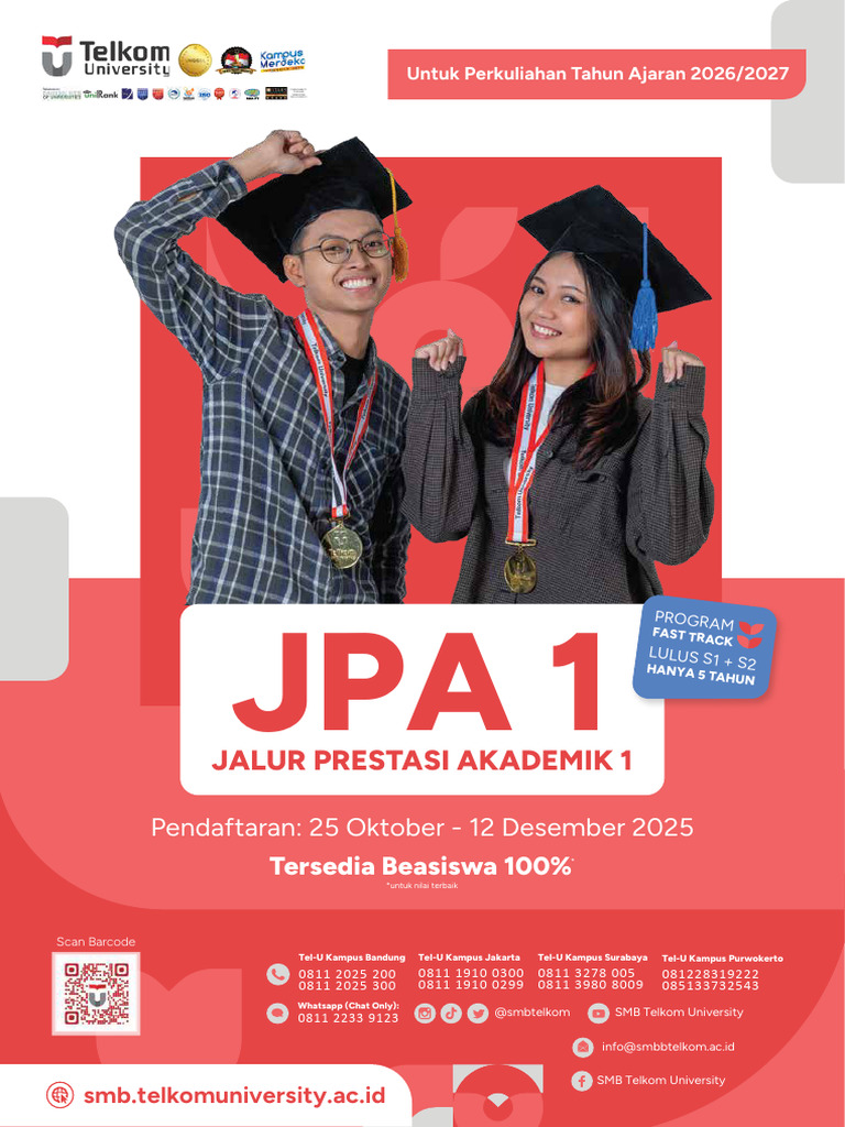 Brosur Jalur Seleksi JPA 1 Telkom University 2026 | PDF