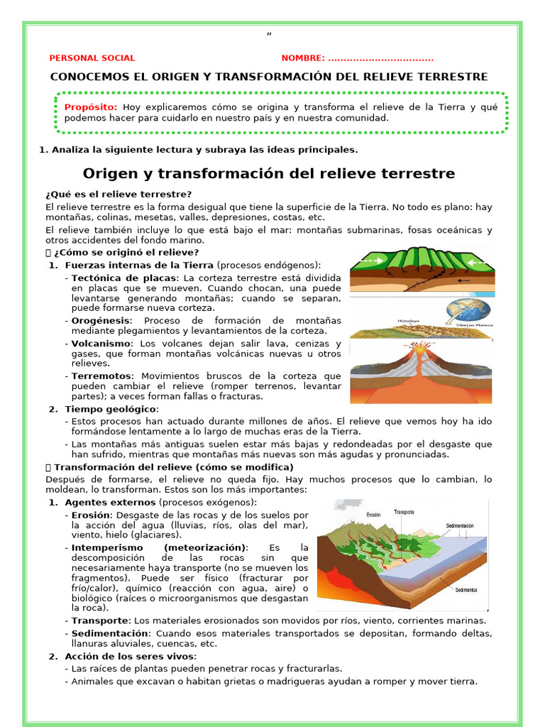 Procesos de formación y transformación del relieve | PDF | Terreno ...