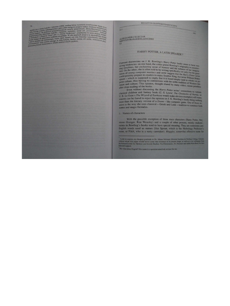 Harry Potter A Latin Speaker | PDF