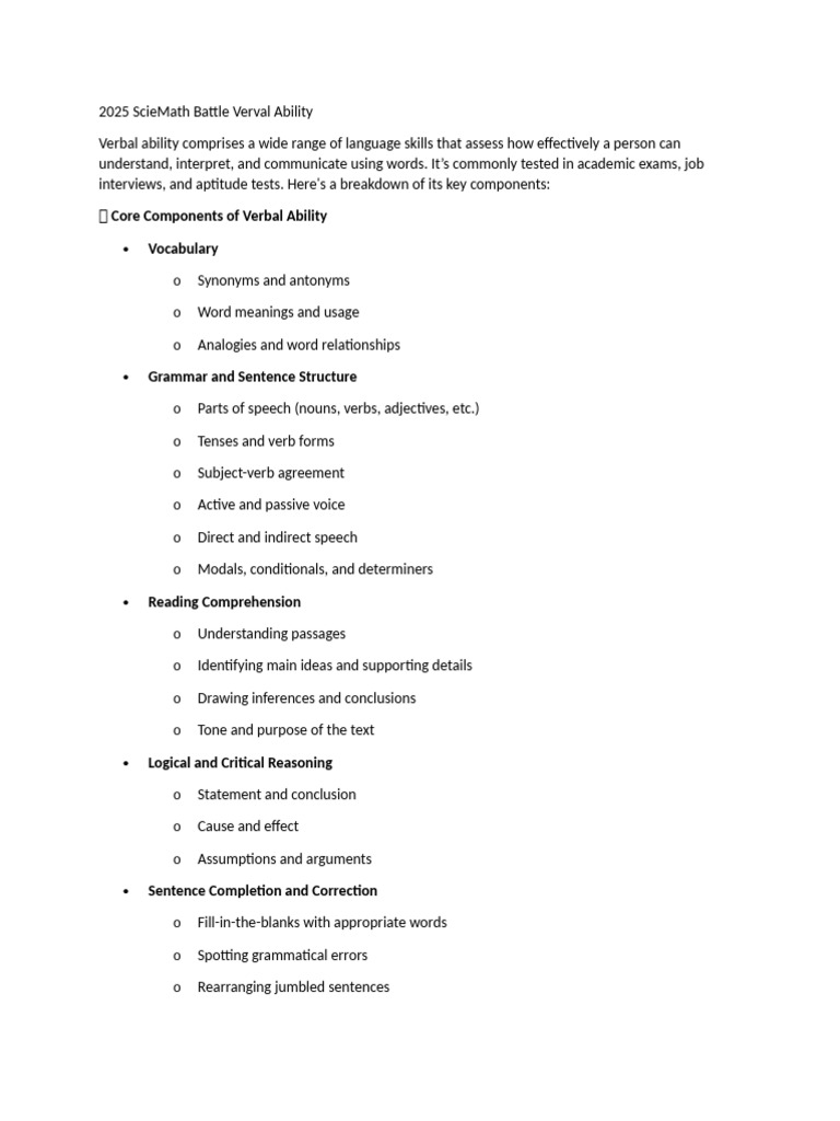 2025 ScieMath Battle Verval Ability | PDF