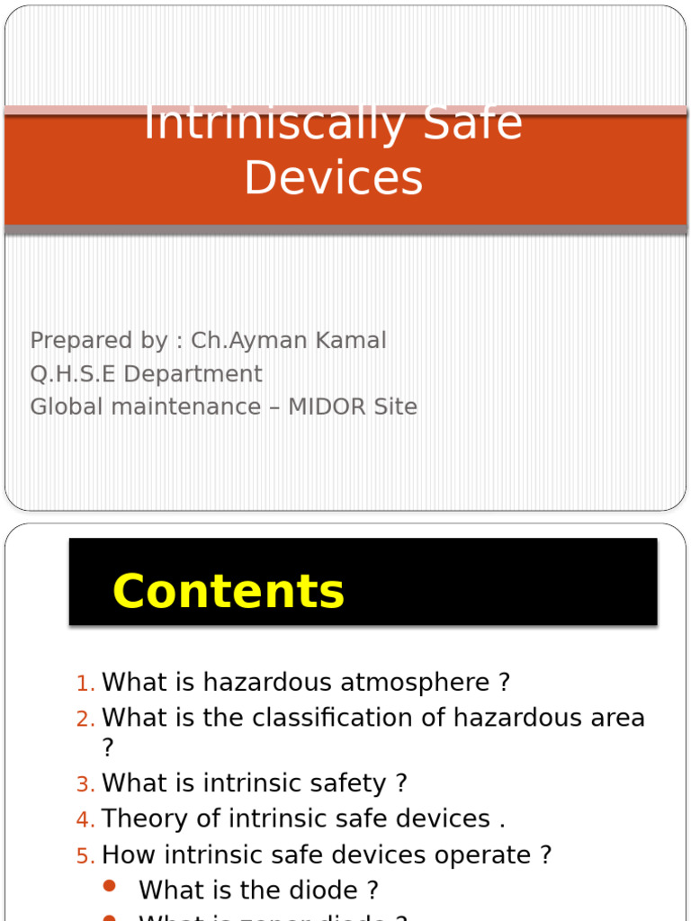 Intrinsically Safe Devices Overview | PDF | Working Conditions ...
