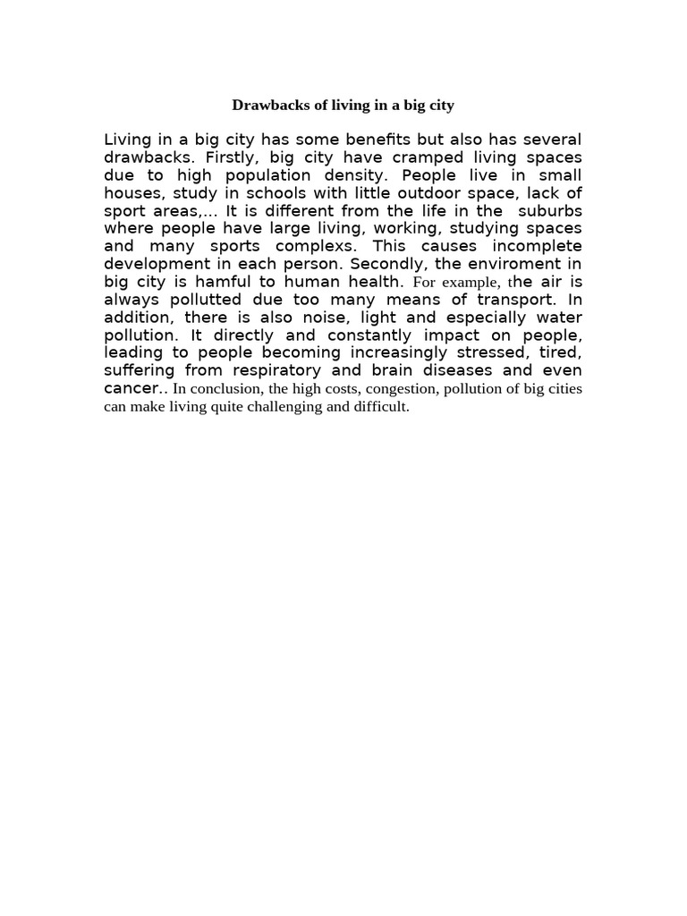 Drawbacks of Living in A Big City | PDF