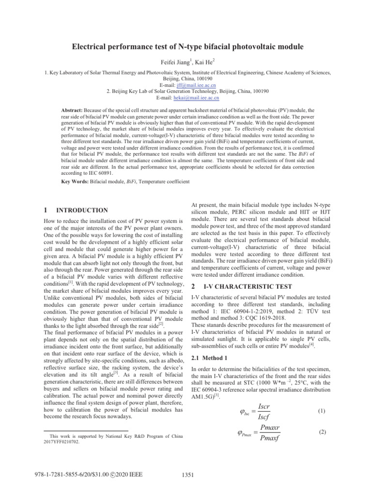 Bifacial PV Module Performance Testing | PDF | Photovoltaics | Solar Panel