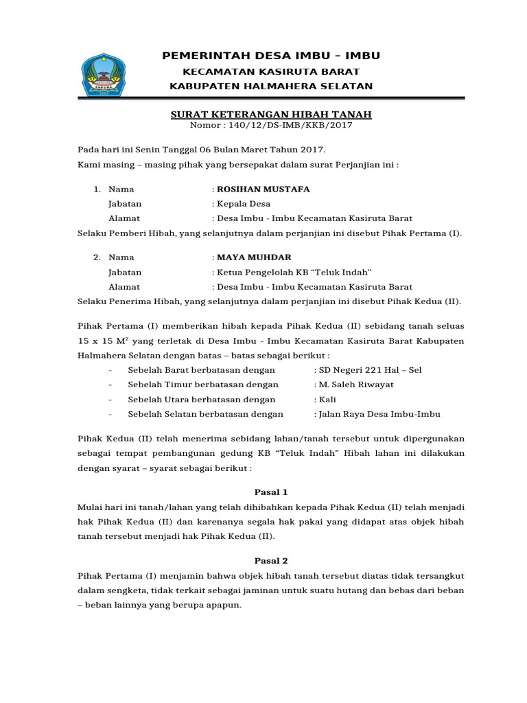 Surat Hiba Paud | PDF