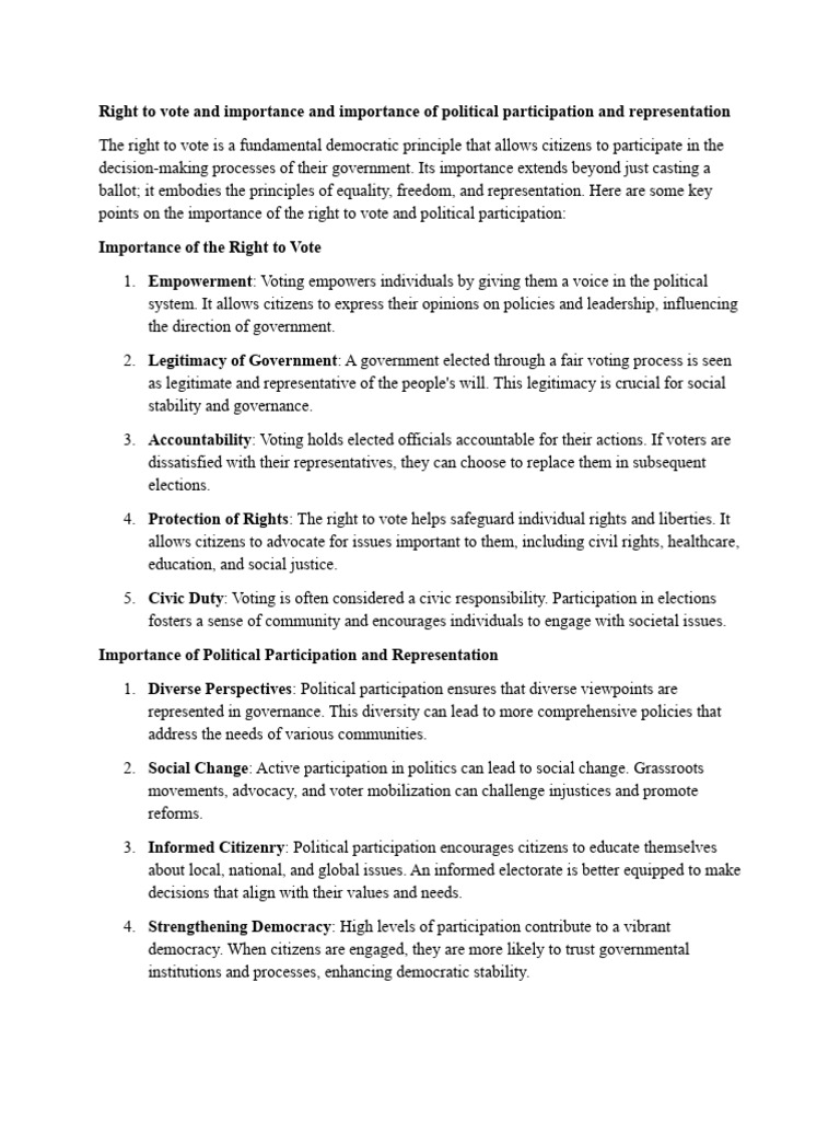 7.right To Vote and Importance and Importance of Political ...