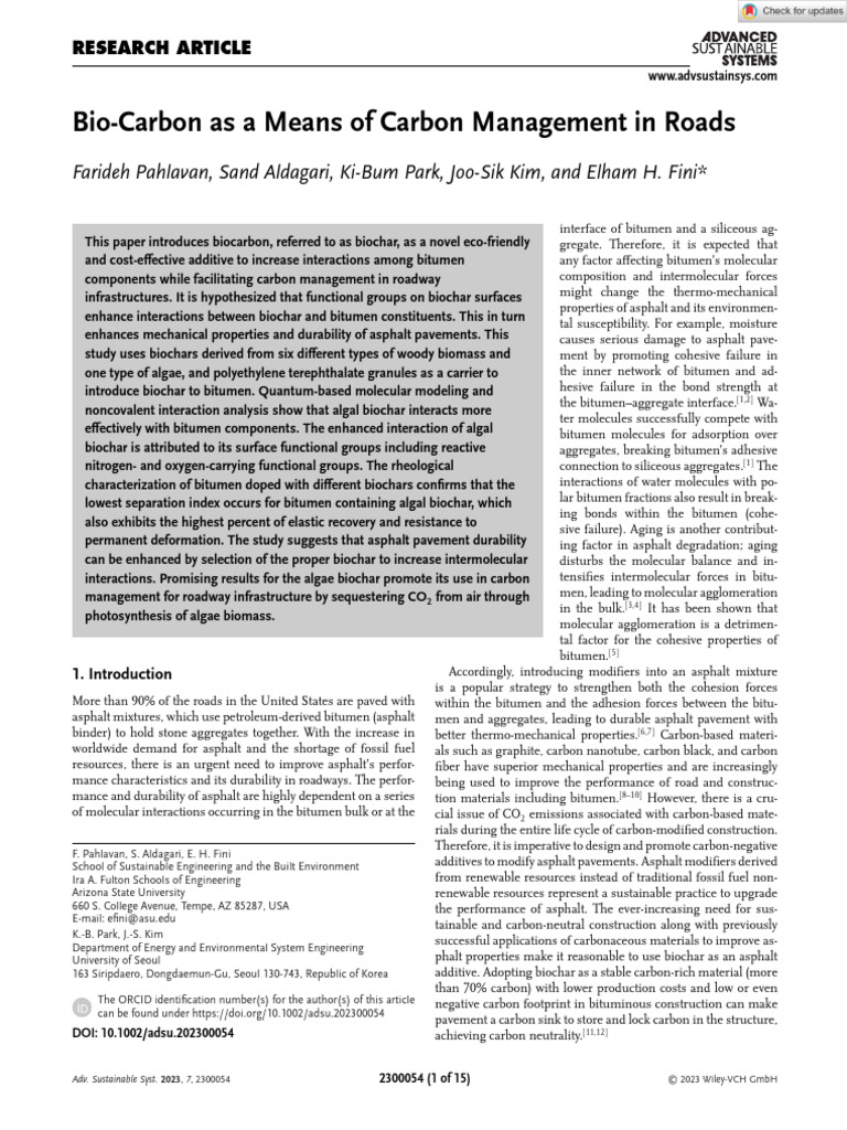 Advanced Sustainable Systems - 2023 - Pahlavan - Bio Carbon As A Means ...