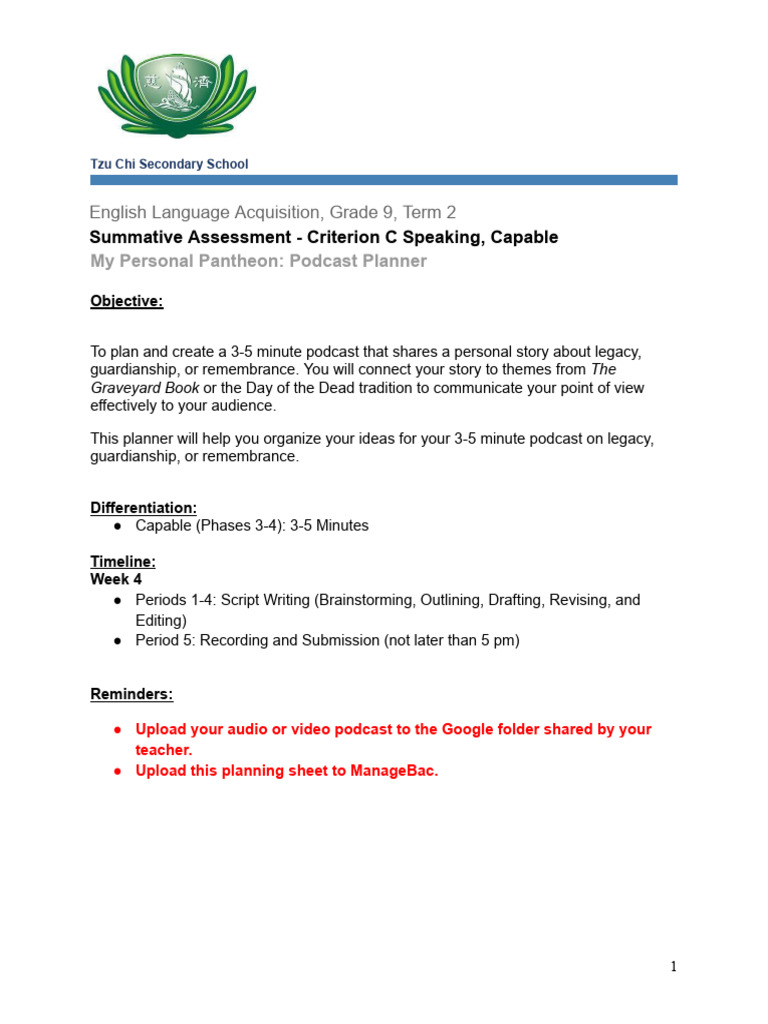 Name 2526 Capable Planning Sheet Summative Assessment Criterion C ...