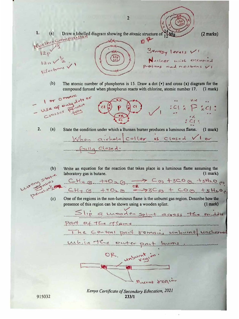 2021 KCSE Chemistry Paper 1 Marking Scheme | PDF