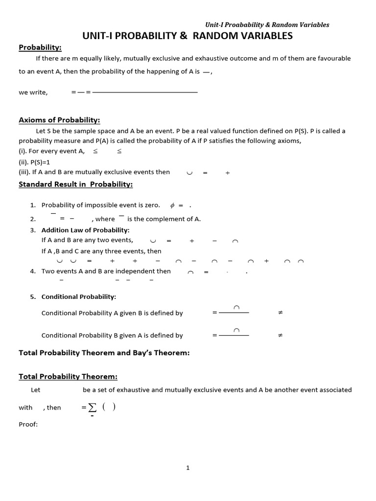 Probability & Random Variables Overview | PDF | Probability ...