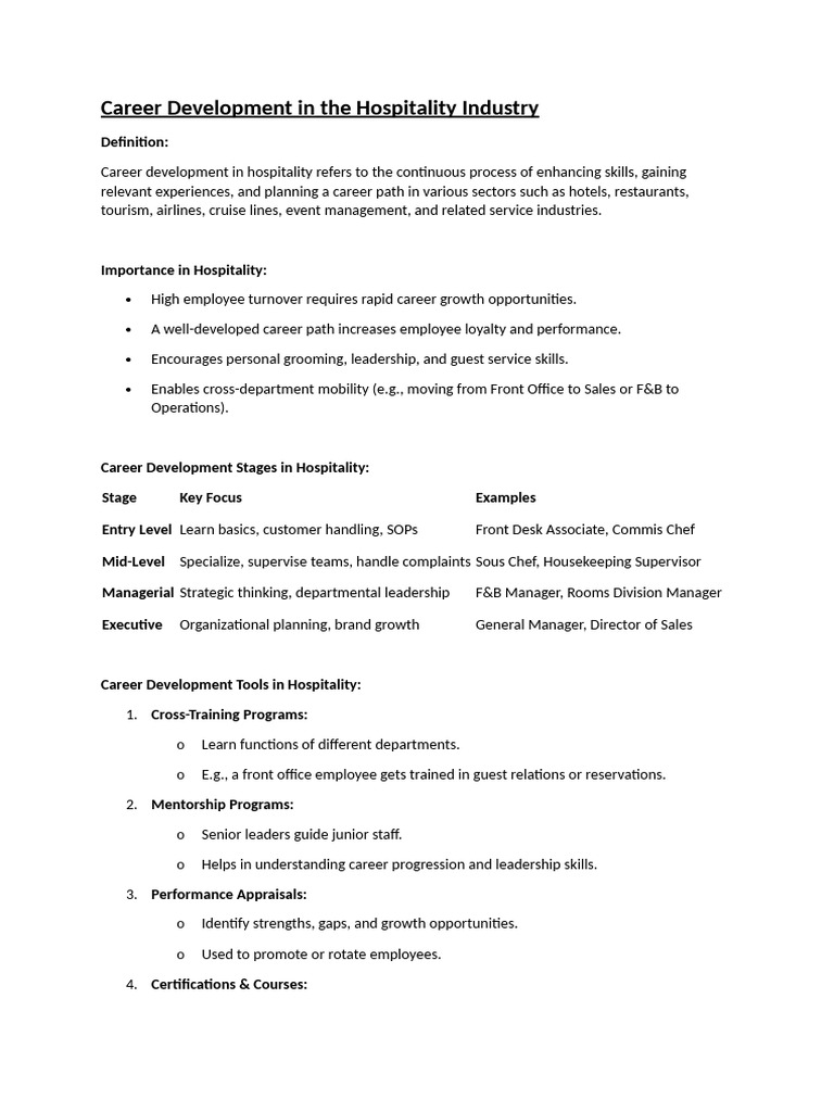 Hospitality Career Development Guide | PDF | Business