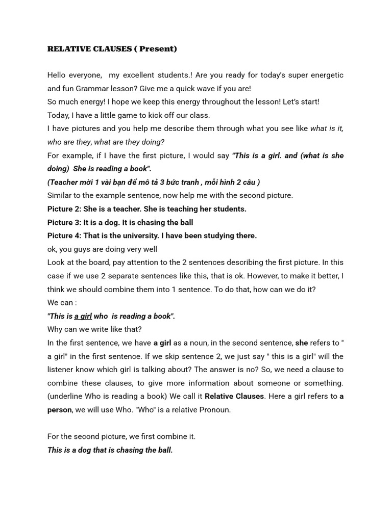 Understanding Relative Clauses in Grammar | PDF | Sentence (Linguistics ...