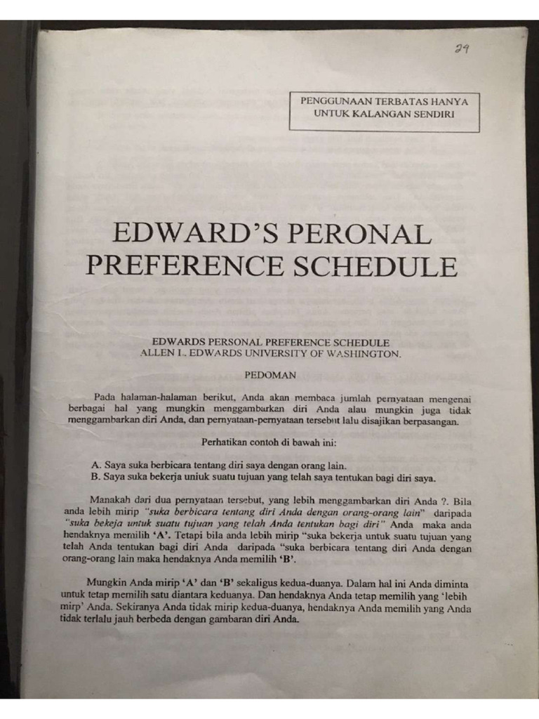 Tes Kepribadian Epps | PDF