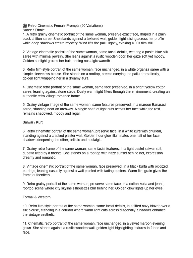 Woman Prompts | PDF | Fashion | Clothing