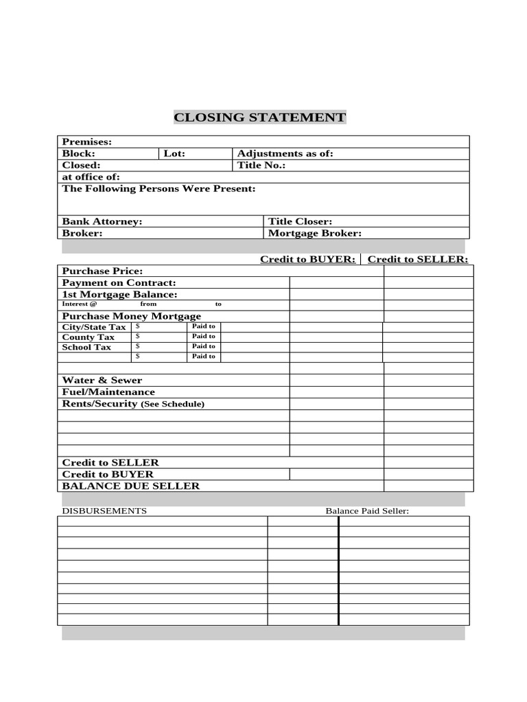 Closing Statement and Disbursement Details | PDF