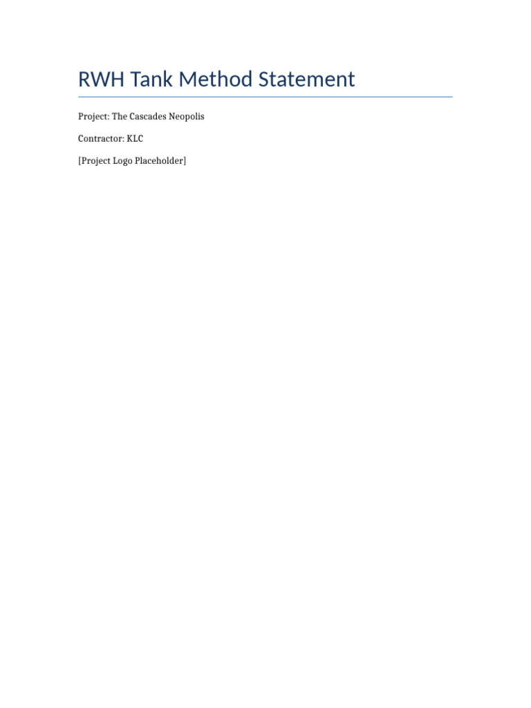 RWH Tank Construction Method Statement | PDF | Concrete | Civil Engineering