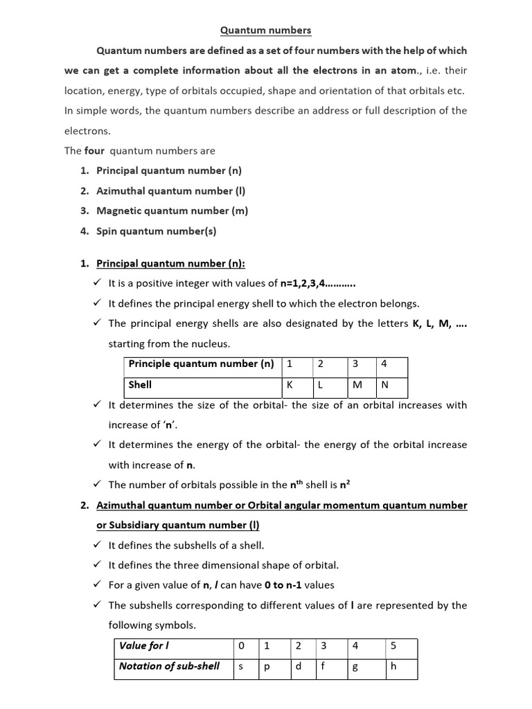 Understanding Quantum Numbers in Atoms | PDF | Atomic Orbital | Physics