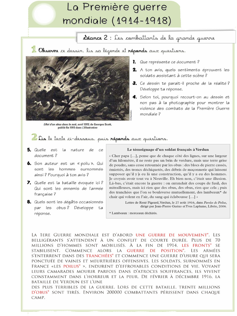 (Élève) Séance 2-La-Première-Guerre-Mondiale | PDF