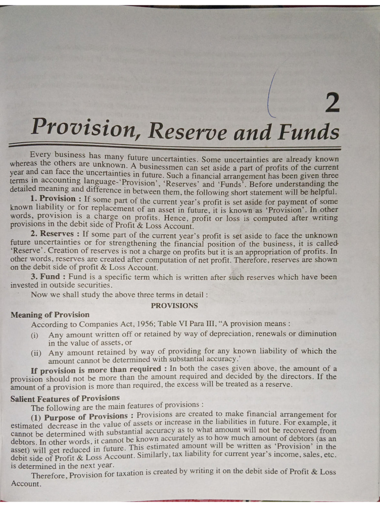 Provision & Reserve (LBJ) SEM 1 | PDF