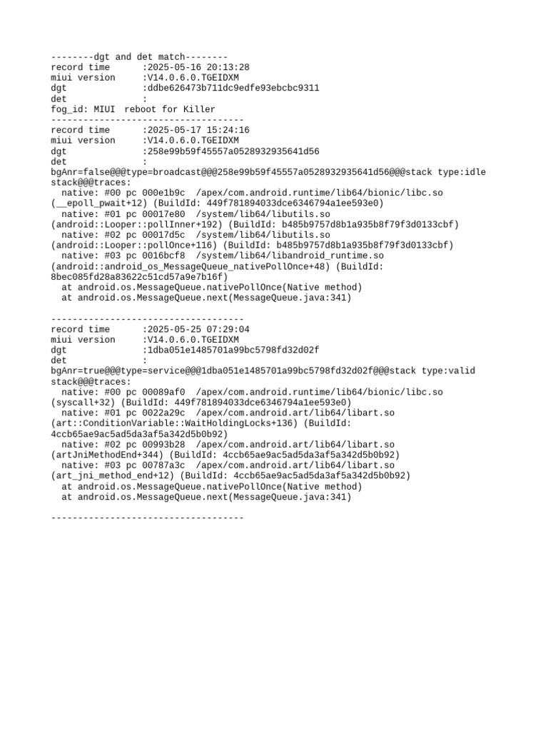 MIUI V14.0.6.0 DGT/DET Logs Analysis | PDF