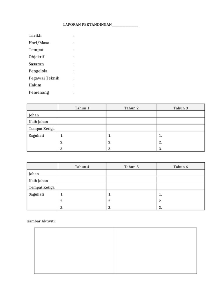 Contoh LAPORAN PERTANDINGAN | PDF