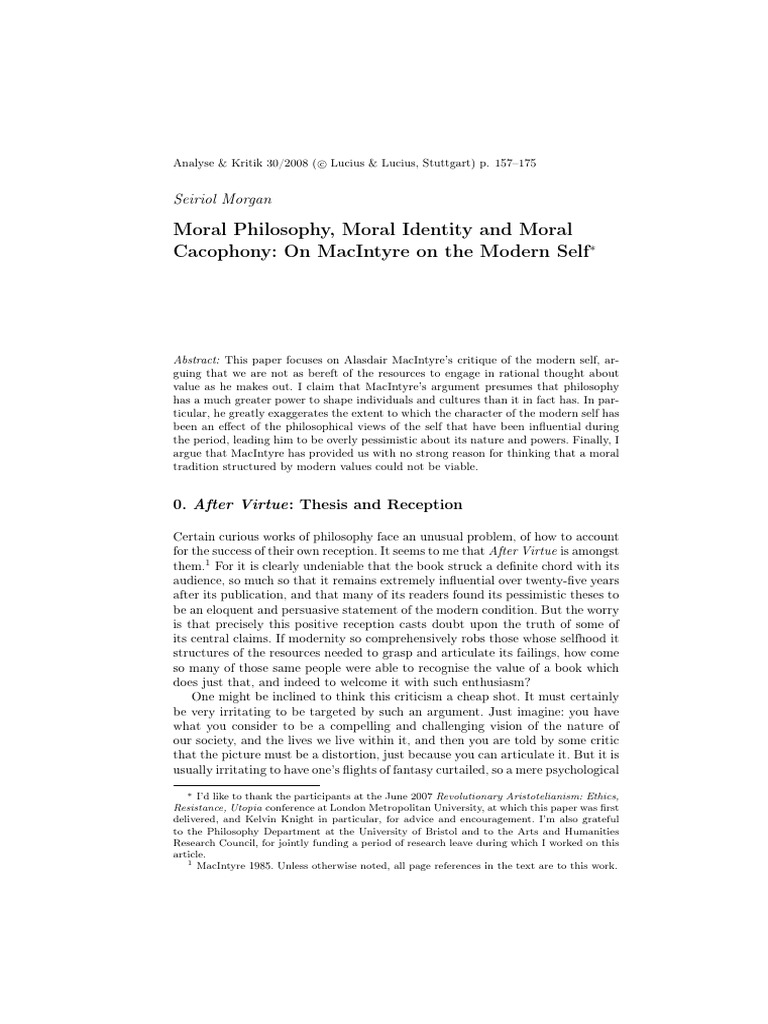 Moral Philosophy Moral Identity and Mora | PDF | René Descartes | Reason
