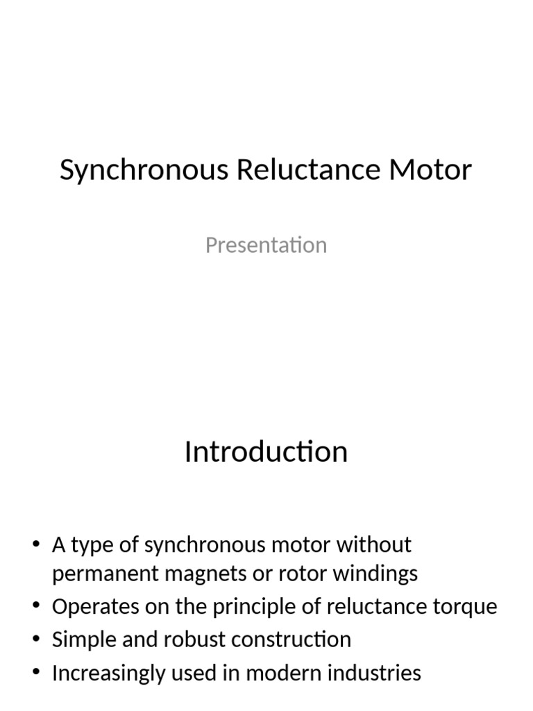 Synchronous Reluctance Motor Presentation | PDF