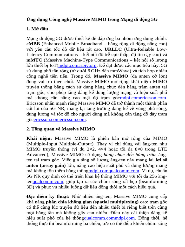 Ứng dụng Công nghệ Massive MIMO trong Mạng di động 5G | PDF