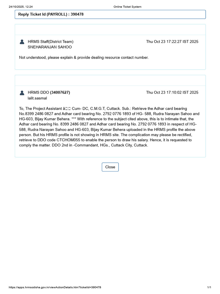 Reply Ticket Id (PAYROLL) : 390478 | PDF