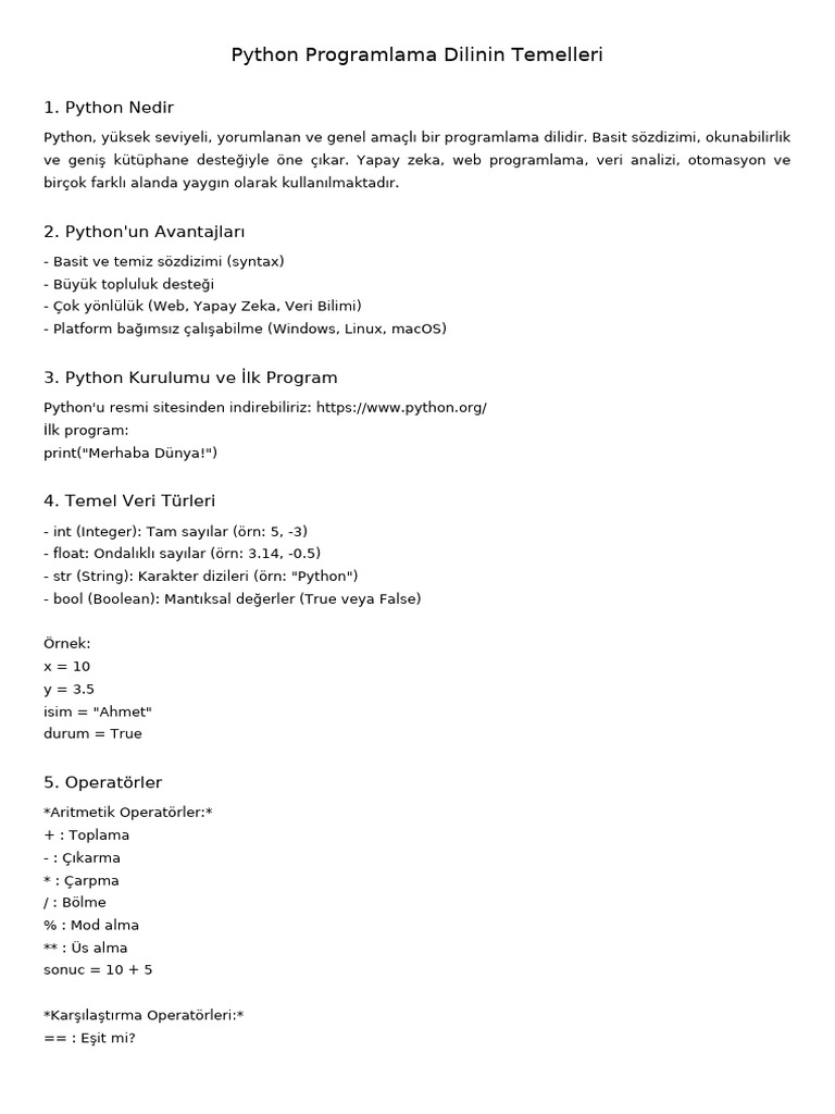 Python Programlama Temelleri | PDF