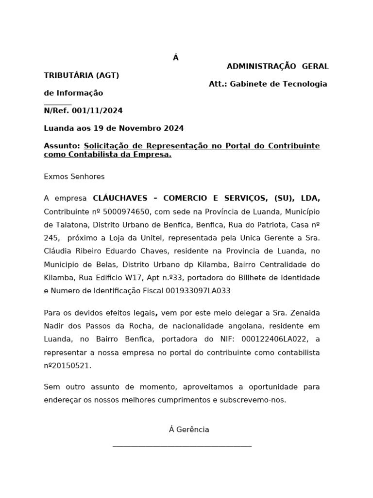 Solicitação de Representação Contábil | PDF