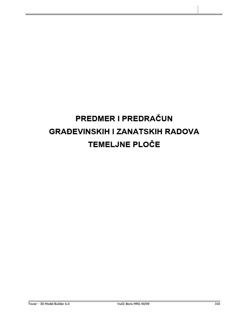 Predmer I Predracun Temeljne Ploce-VARIJANTA I | PDF