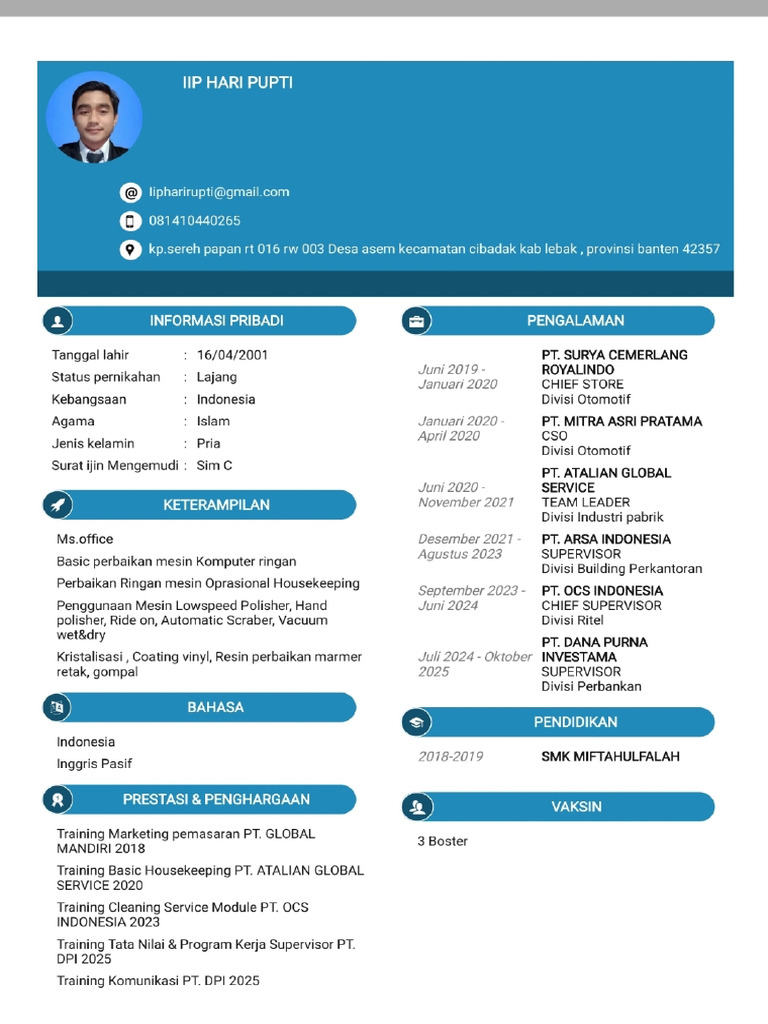 LAMPIRAN CV IIP HARI PUPTI 2025 CV PDF Terbaru | PDF