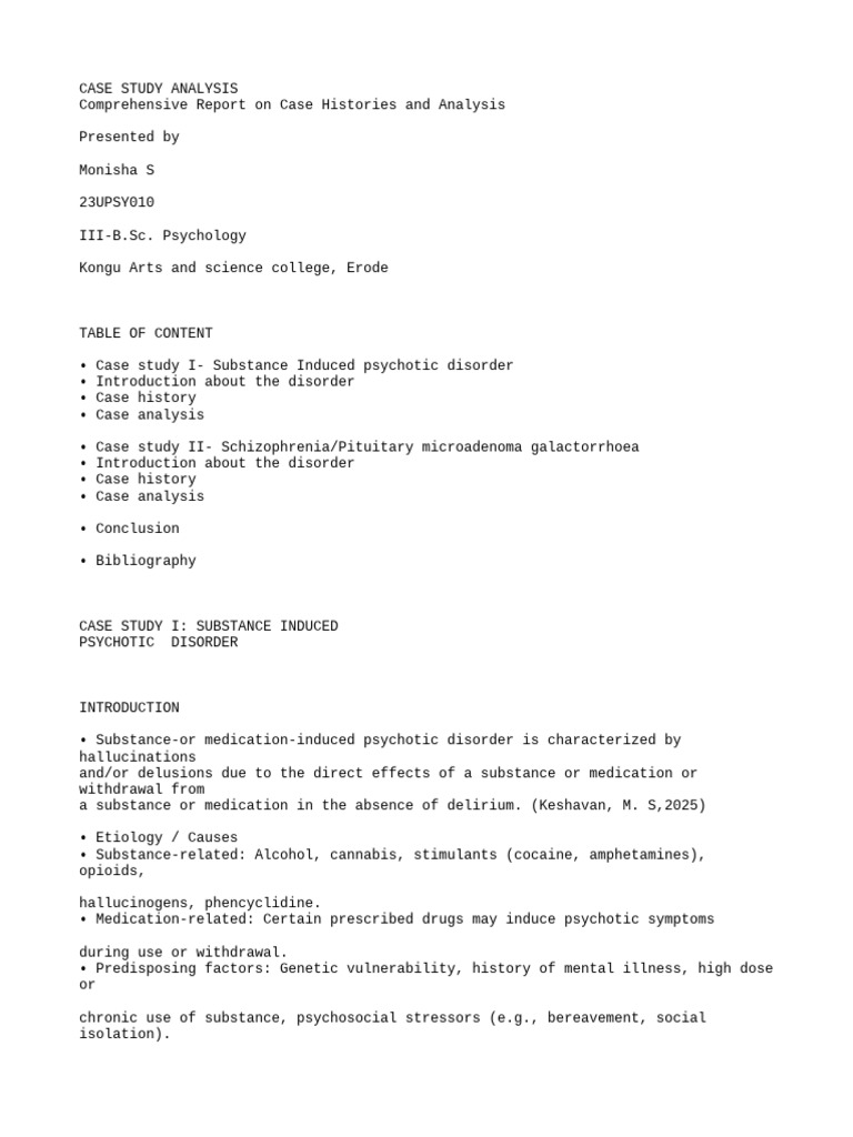 Case Study: Substance-Induced Psychosis | PDF | Psychosis | Schizophrenia