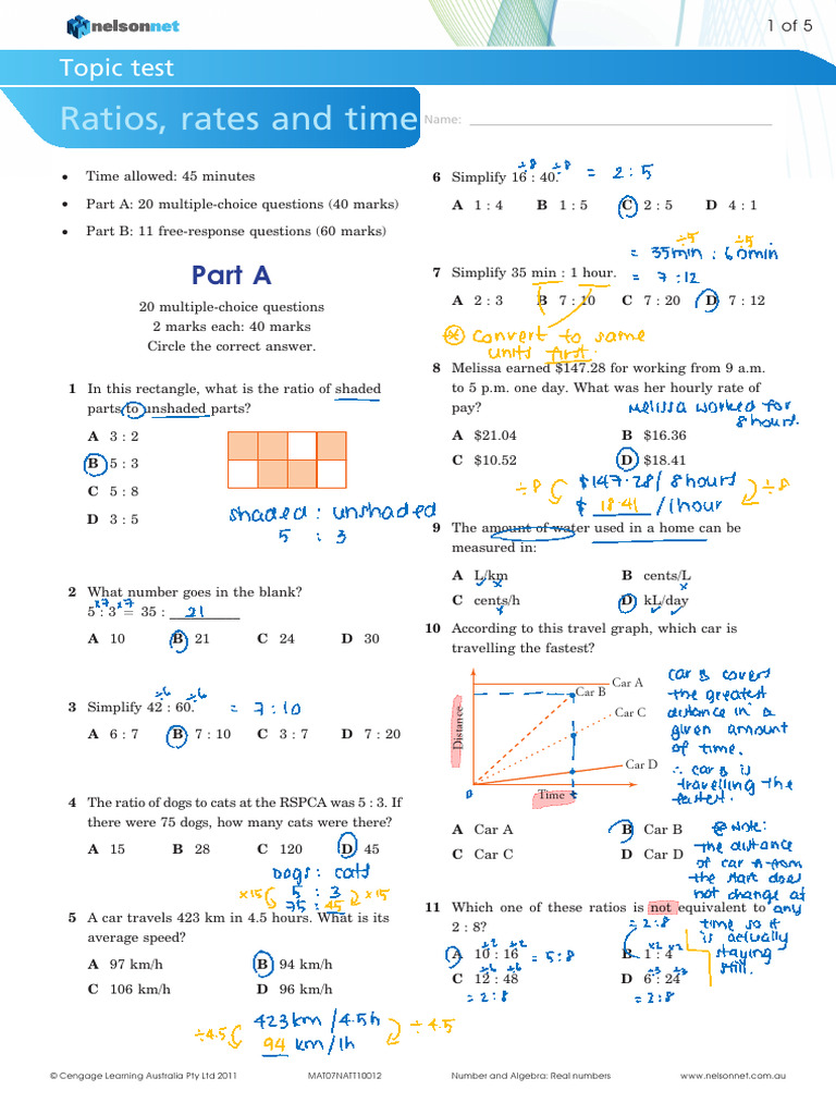 Ratios and Rates Test Document | PDF