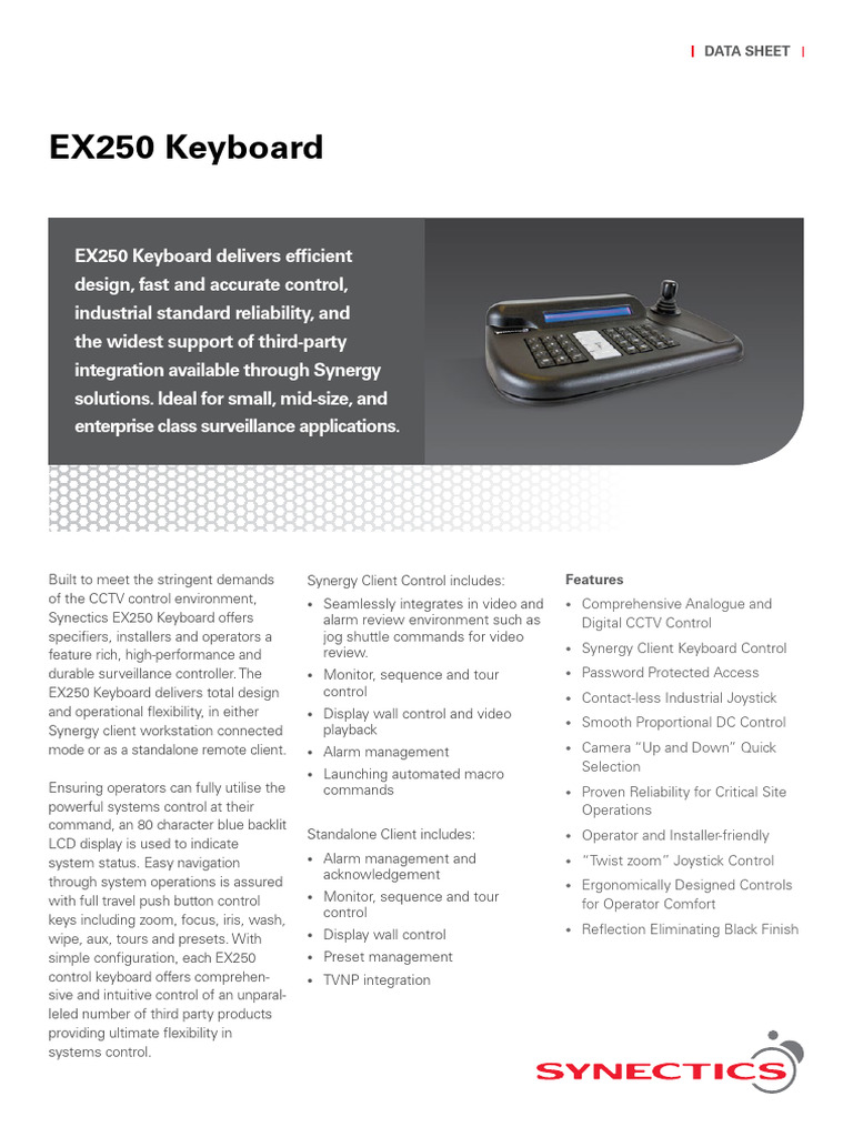 Synectics Ex250 Keyboard | PDF | Computer Keyboard | Computer Monitor