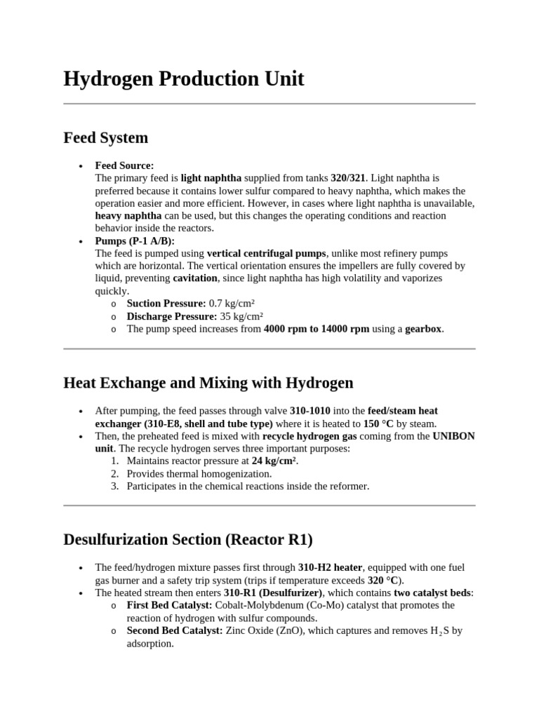 Hydrogen Production Process Overview | PDF | Pump | Gases