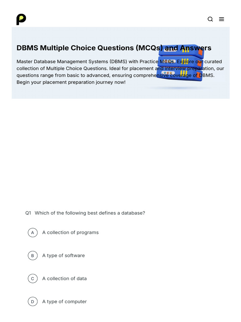 DBMS MCQs for Placement Prep | PDF | Databases | Database Index