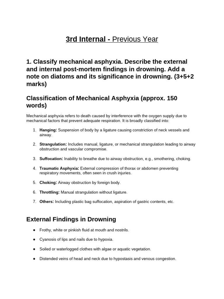 Mechanical Asphyxia and Drowning Analysis | PDF | Rape | Delusion
