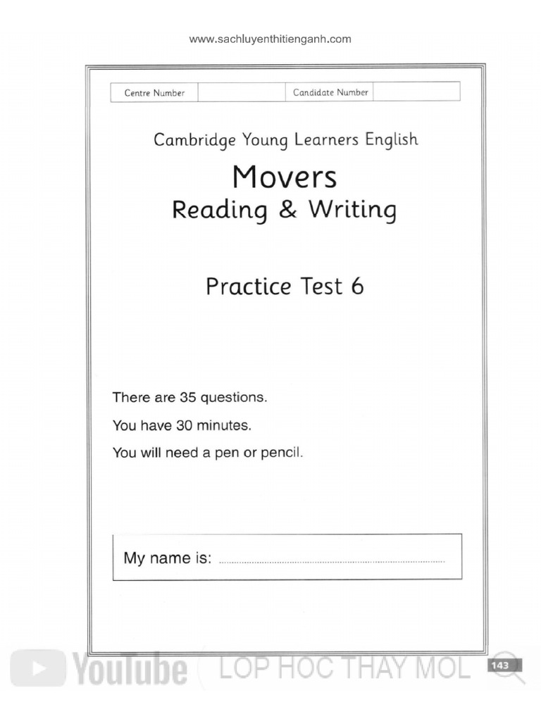 Movers Test 6 Reading | PDF