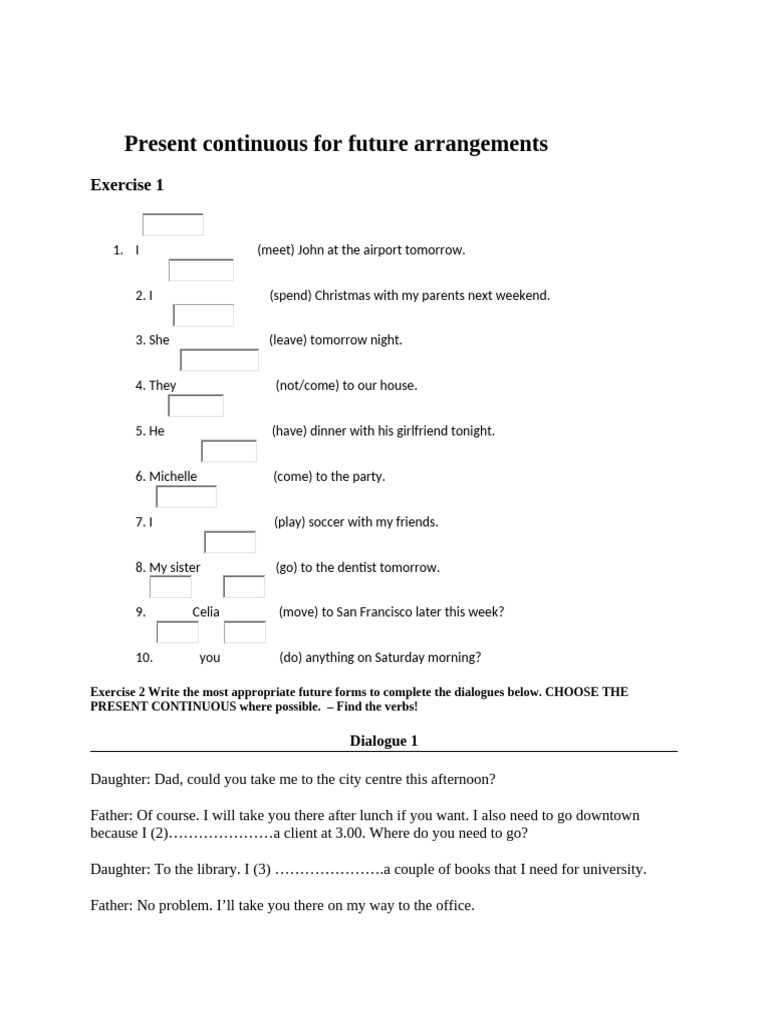 Present Continuous For Future Arrangements | PDF