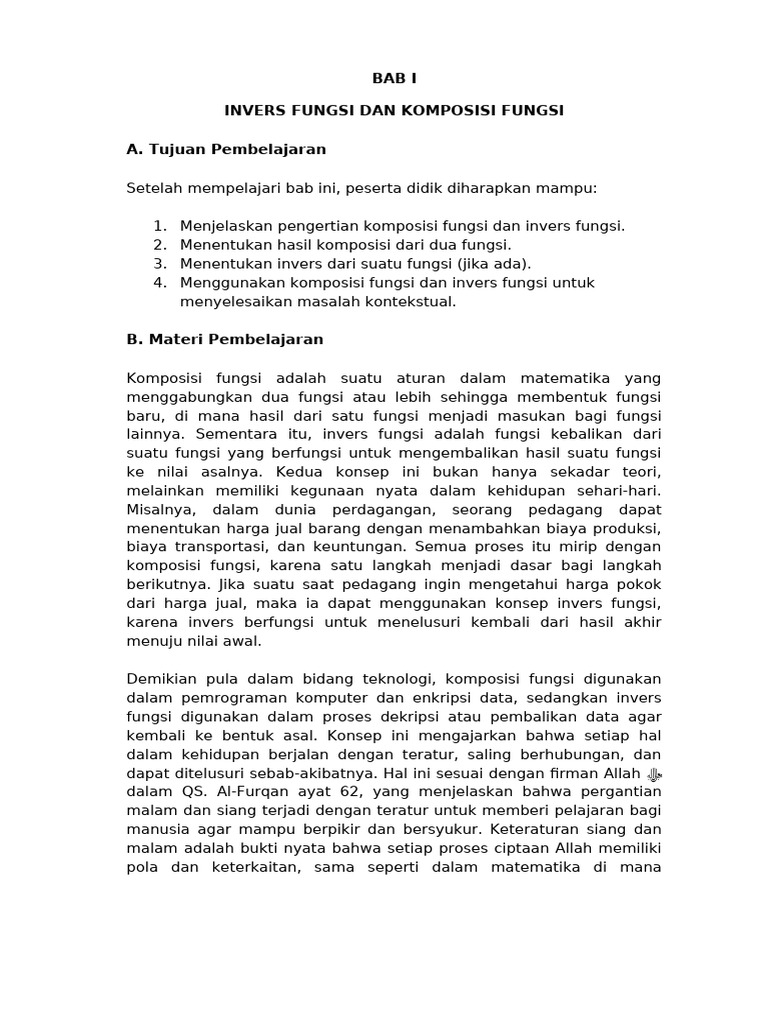 Komposisi dan Invers Fungsi Matematika | PDF