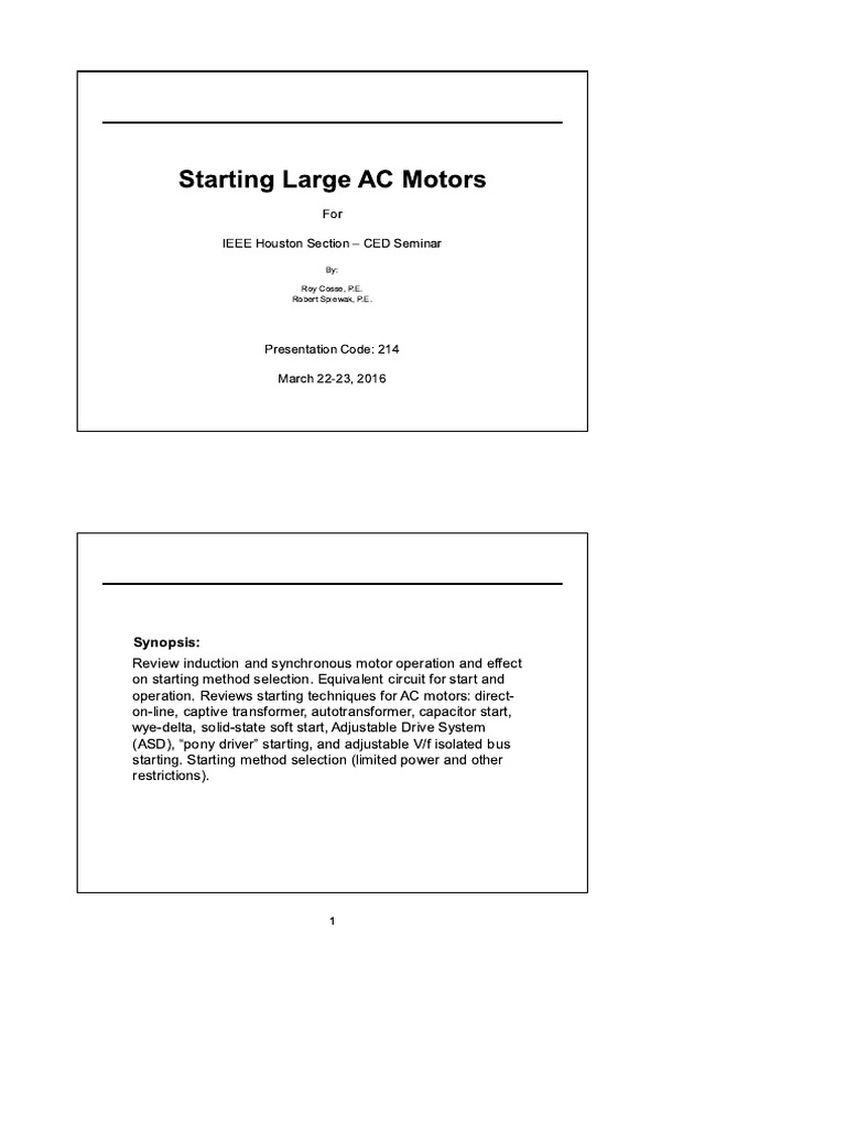 Starting - Large Motor Presentation MYW | PDF