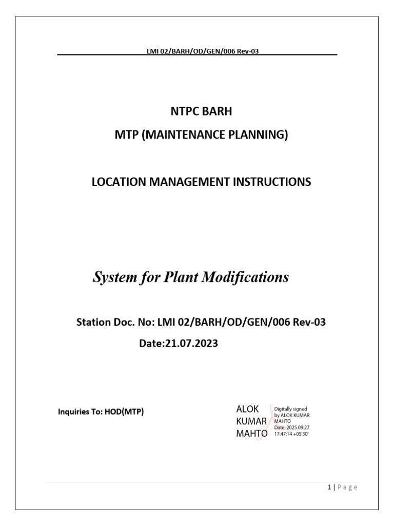 MTP Guidelines for Power Plant Modifications | PDF
