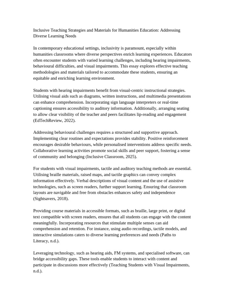 Inclusive Teaching Methods | PDF | Teaching Method | Learning