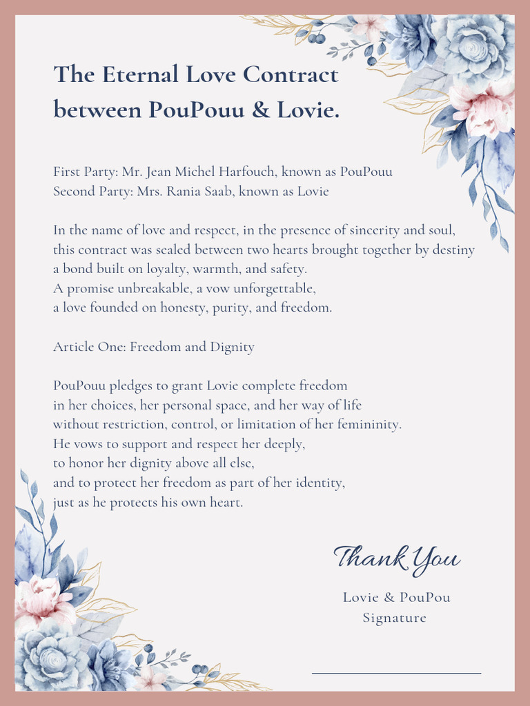 The Eternal Love Contract Between PouPouu & Lovie PDF | PDF | Love ...