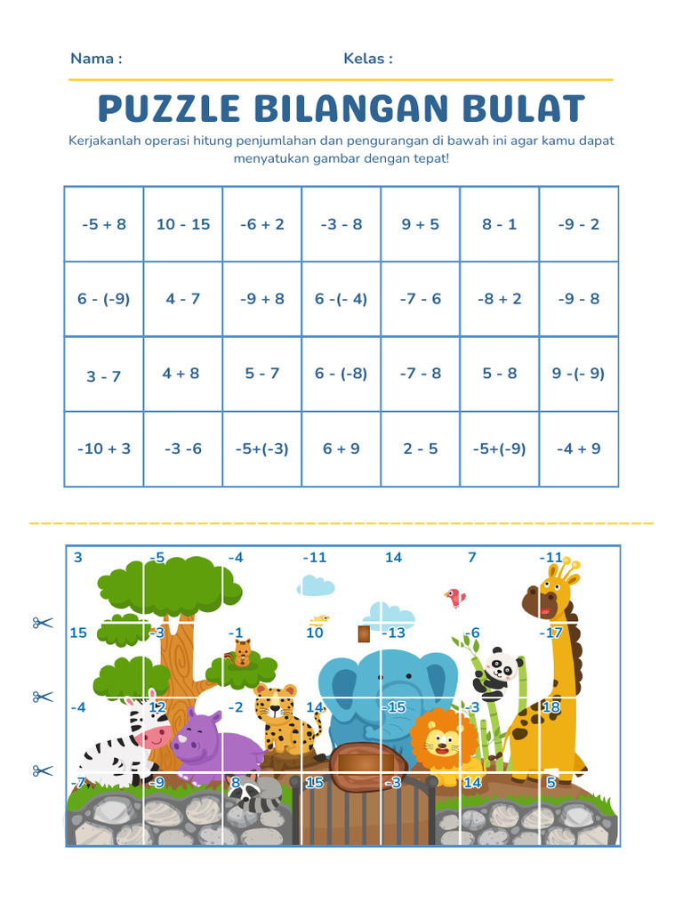 Puzzle Bilangan Bulat: Operasi Hitung | PDF