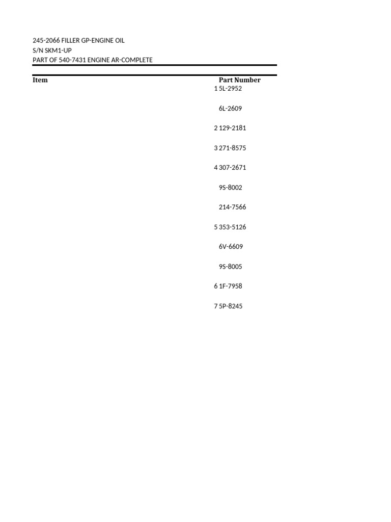 245-2066 Filler Gp-Engine Oil | PDF